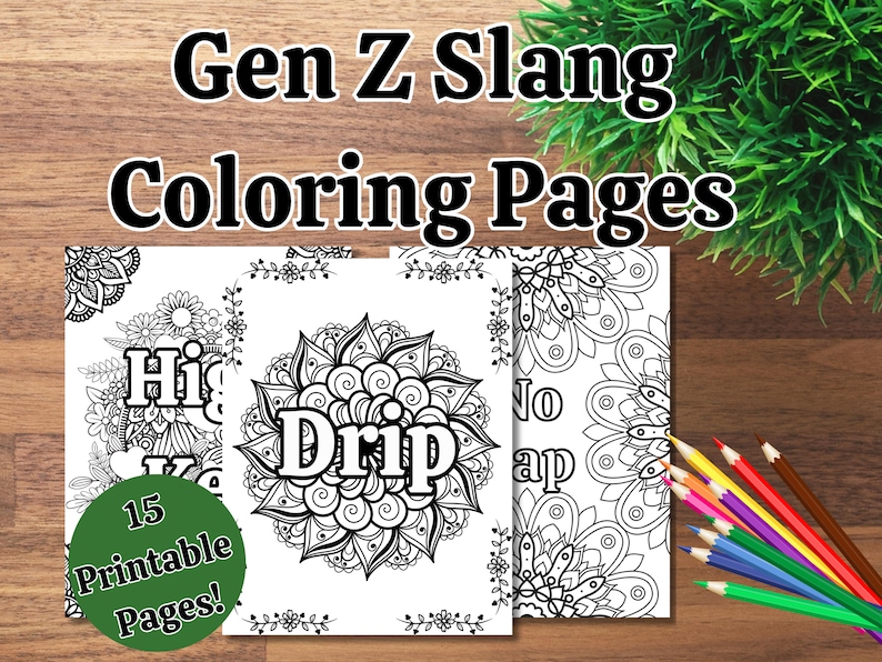 Gen Z Slang Coloring Pages | 15 Printable Coloring Pages | Mandala and ...
