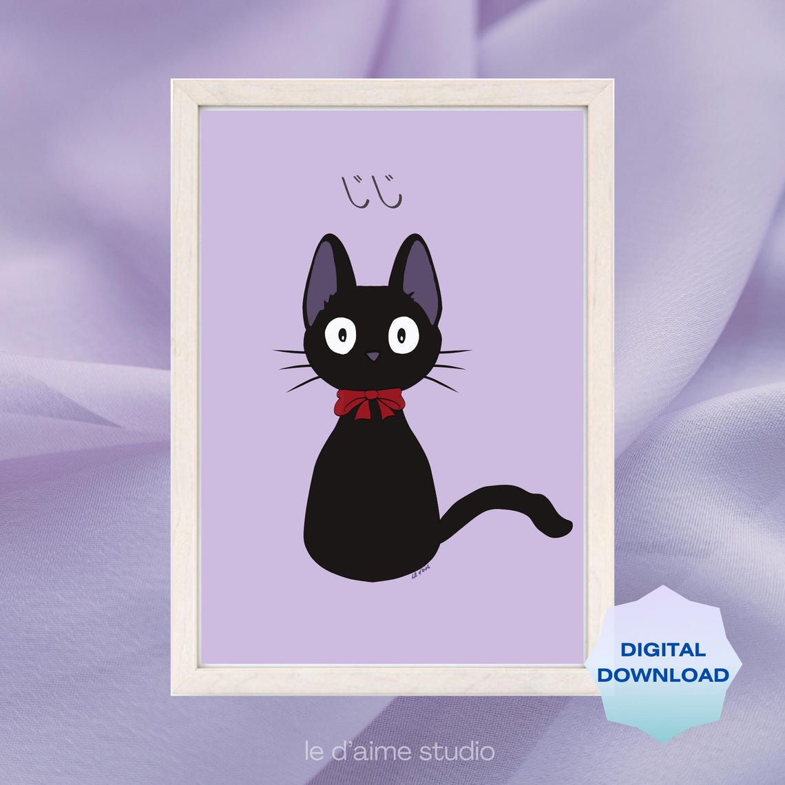 Jiji Black Cat Digital Print| Instant Download| Japanese Anime Purple ...
