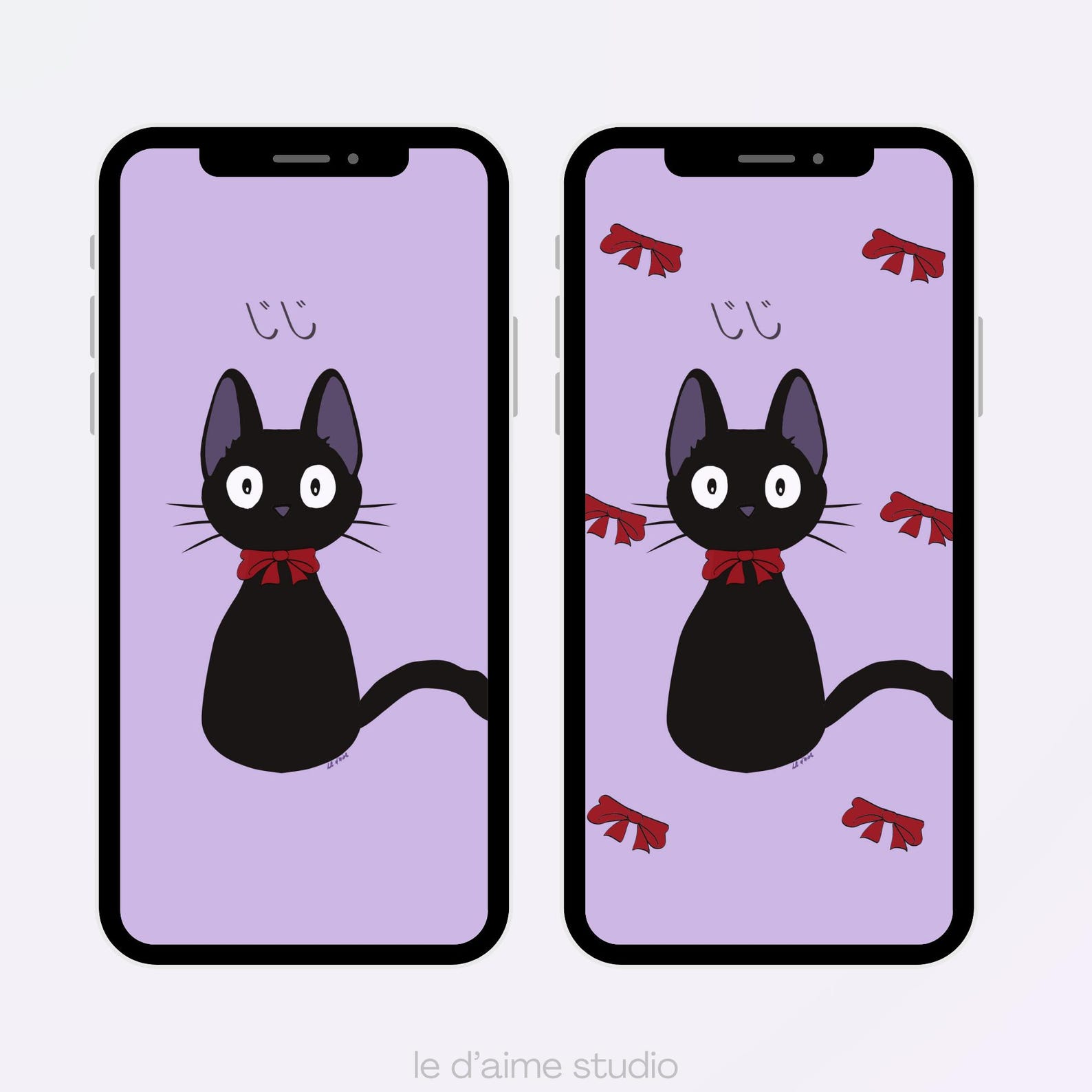 Jiji and Gigi Black Pink Cat Studio Ghibli Illustration Phone ...