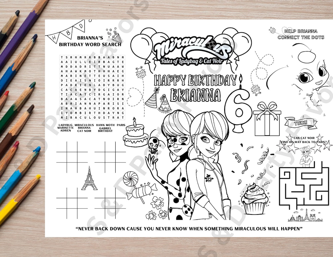 Miraculous Ladybug Birthday Activity Placemat - Etsy