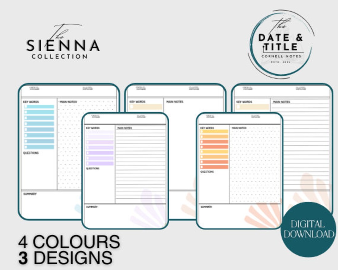 Cornell Notes Multiple Designs, Note Taking, Lectures Notes, Training ...