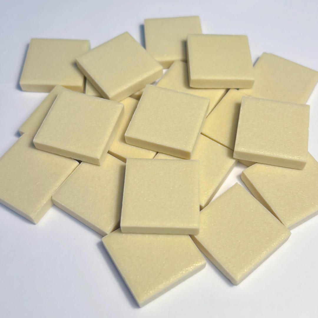 24 Soft Pastel Butter Yellow Matte Color Porcelain Mosaic Tiles, Small ...