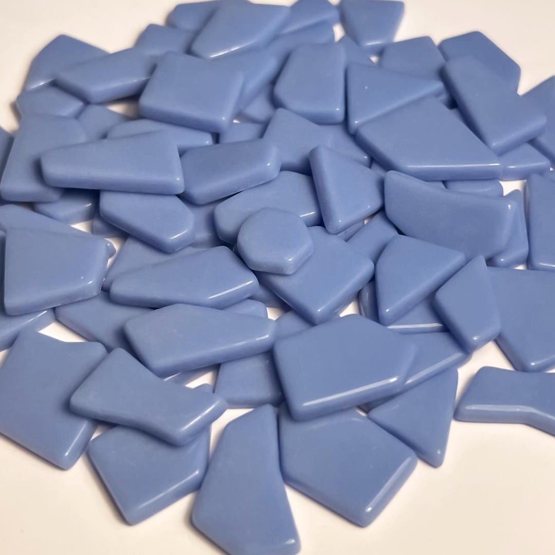 Pastel Periwinkle Blue Recycled Enamel Glass Mosaic Tile, 50g, DIY ...