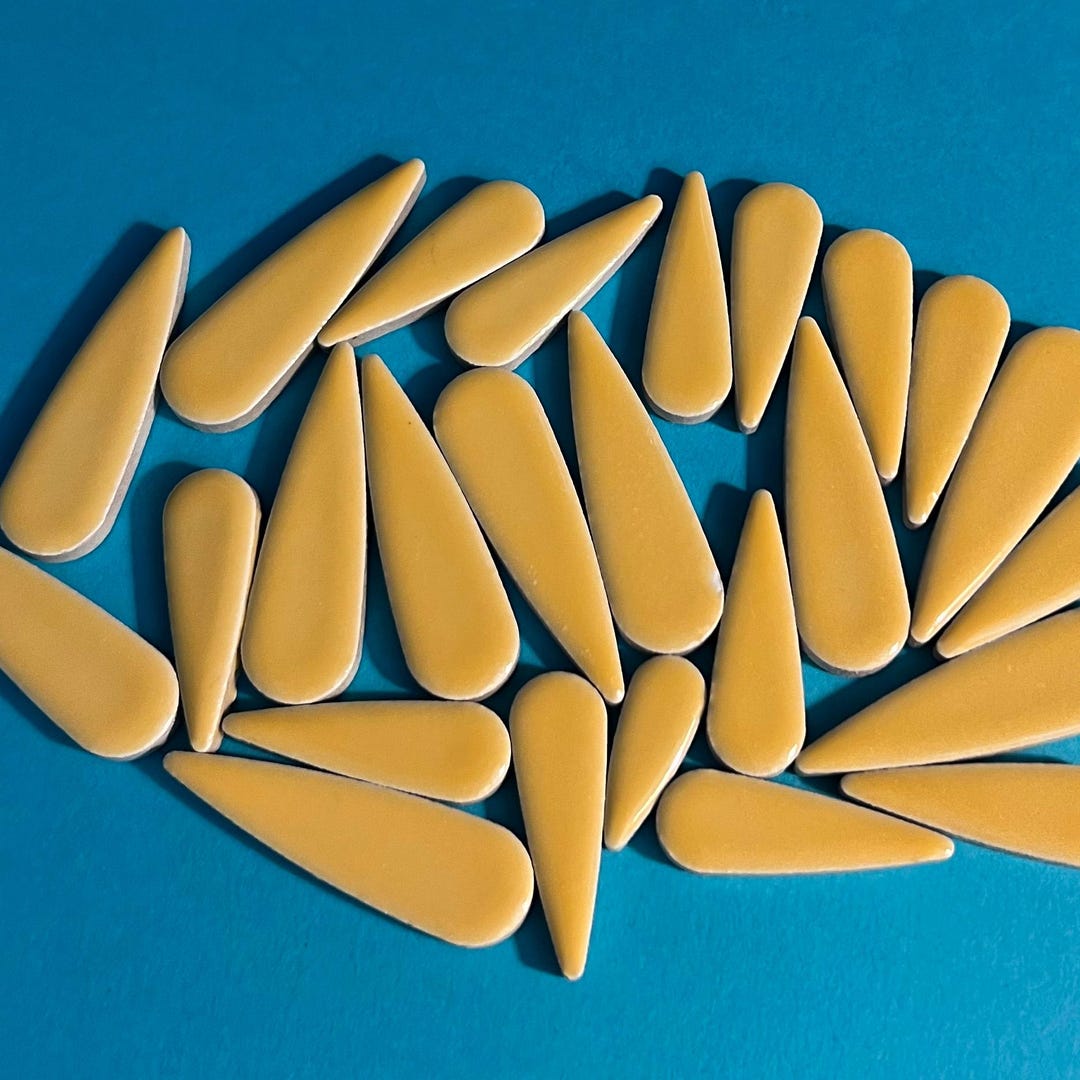 Yellow Light Orange Creamsicle Flower Petal Glazed Ceramic Mosaic Tile ...