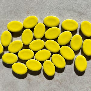 Bright Lemon Yellow Oval Glazed Ceramic Mosaic Tile, 50g, Small DIY ...