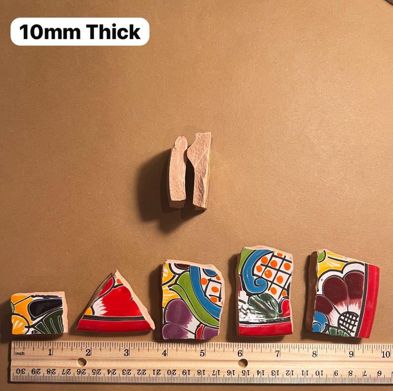 20 Hand Cut Mexican Talavera Terracotta Mosaic Tile, Painted Pottery ...