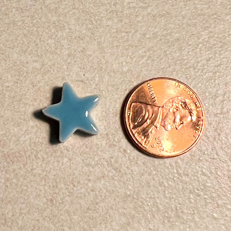 25 Light Baby Blue Star Ceramic Mosaic Tile, Colorful DIY Craft Art ...
