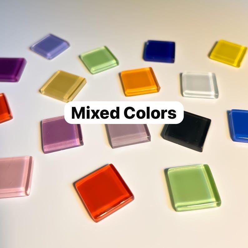 35 Colorful Mix Gloss Crystal Glass Mosaic Tile Squares, 2x2cm, About 1 ...