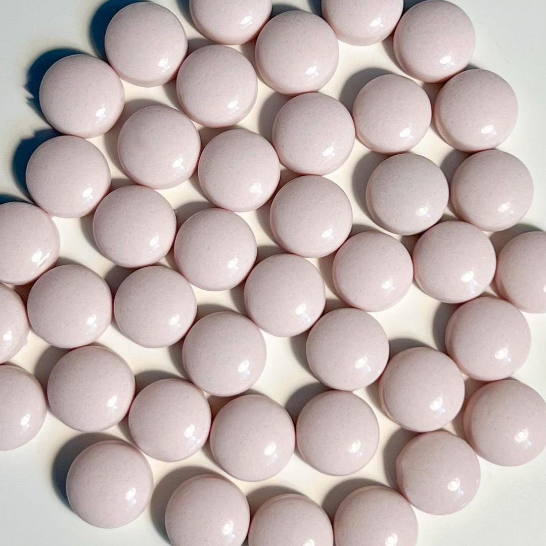 50 Pastel Pink Recycled Glass Dot Mosaic Tile: Round 12mm Enamel ...