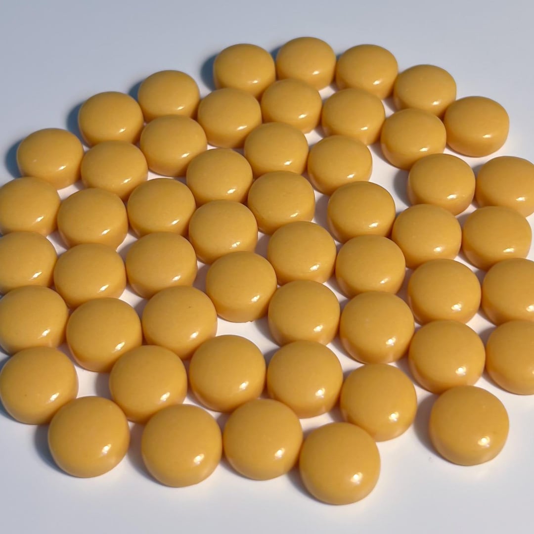 50 Light Mustard Yellow Enamel Recycled Glass Mosaic Tile Dots, DIY ...