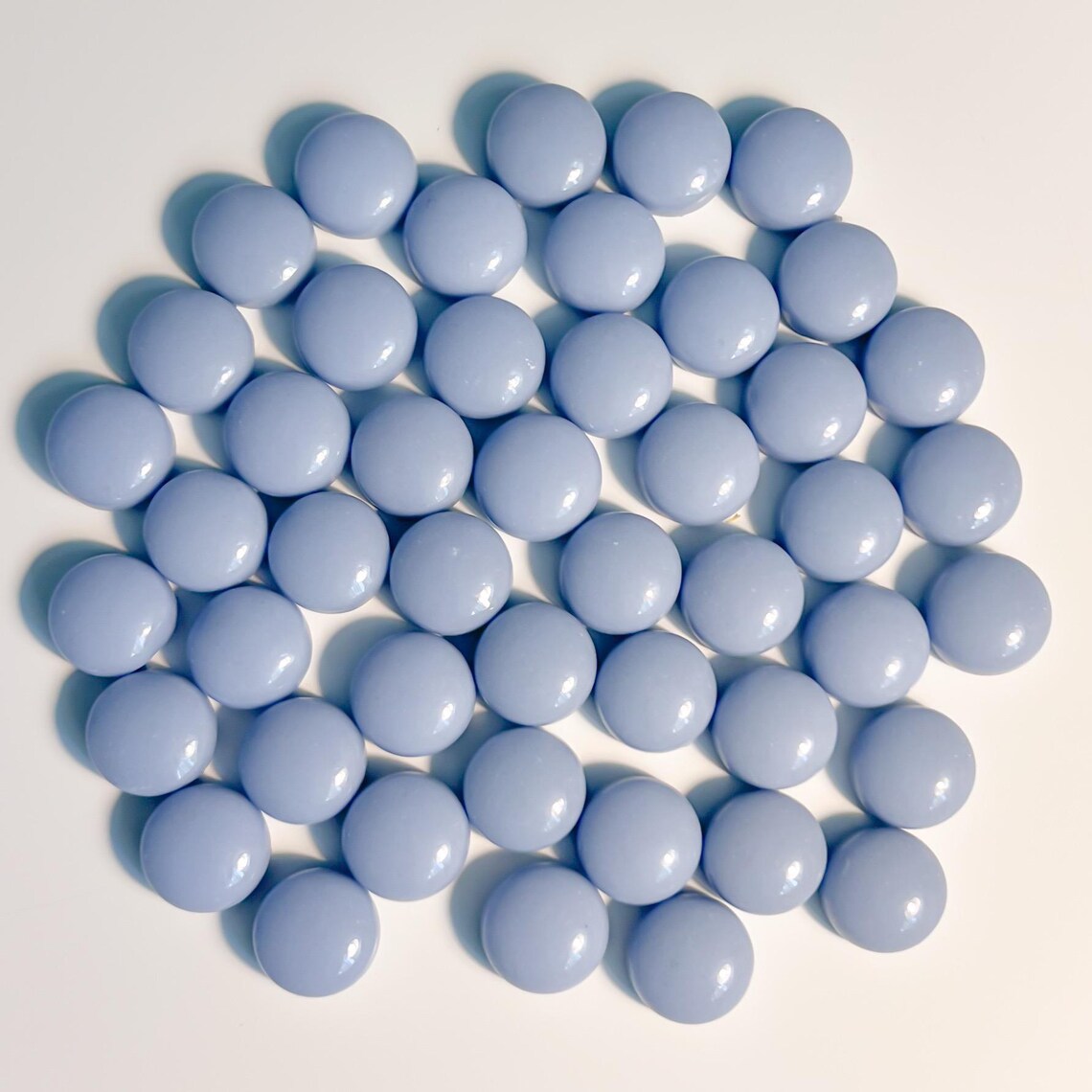 50 Pastel Periwinkle Blue Enamel Recycled Glass Mosaic Tile Dots, DIY ...