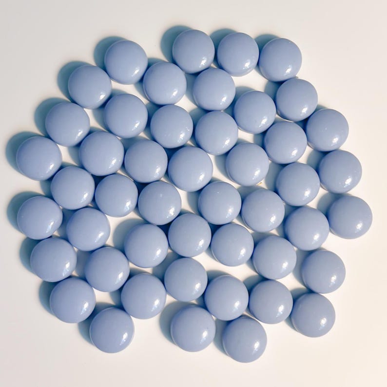 50 Pastel Periwinkle Blue Enamel Recycled Glass Mosaic Tile Dots, DIY ...