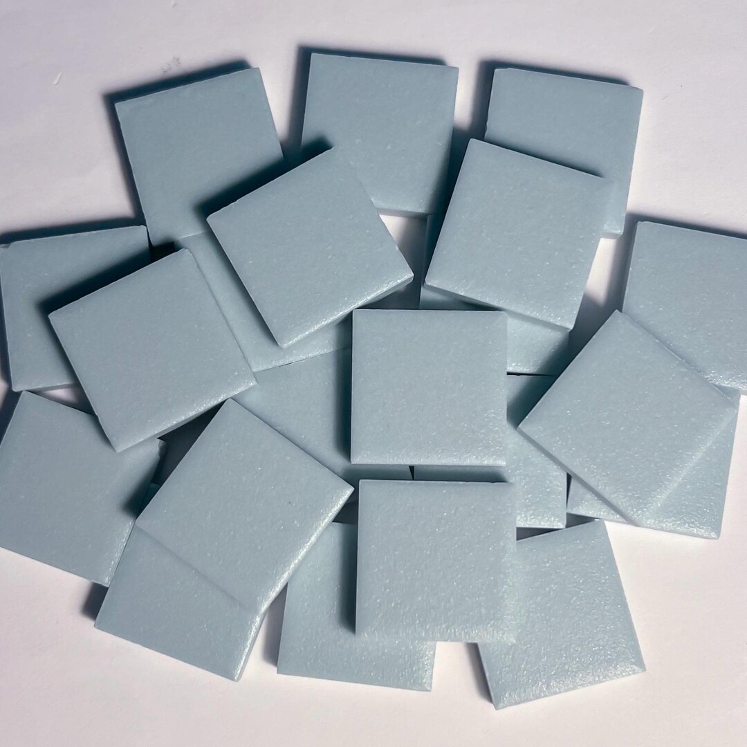 24 Soft Pastel Sky Blue Matte Color Porcelain Mosaic Tiles, Small ...