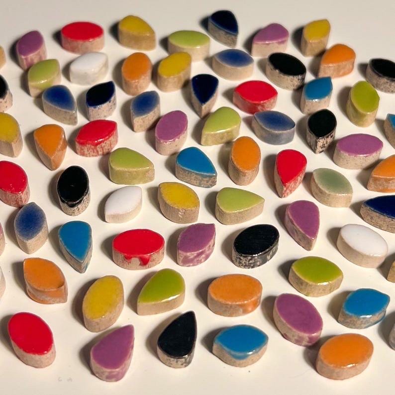 100 Mixed Color Mini Random Sharp Edge Ceramic Mosaic Tile, Tiny Bright ...