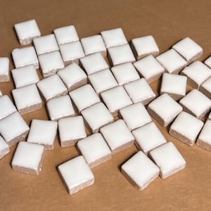 Bright White Cream Square Glazed Ceramic Mosaic Tile, 50g, Small DIY ...