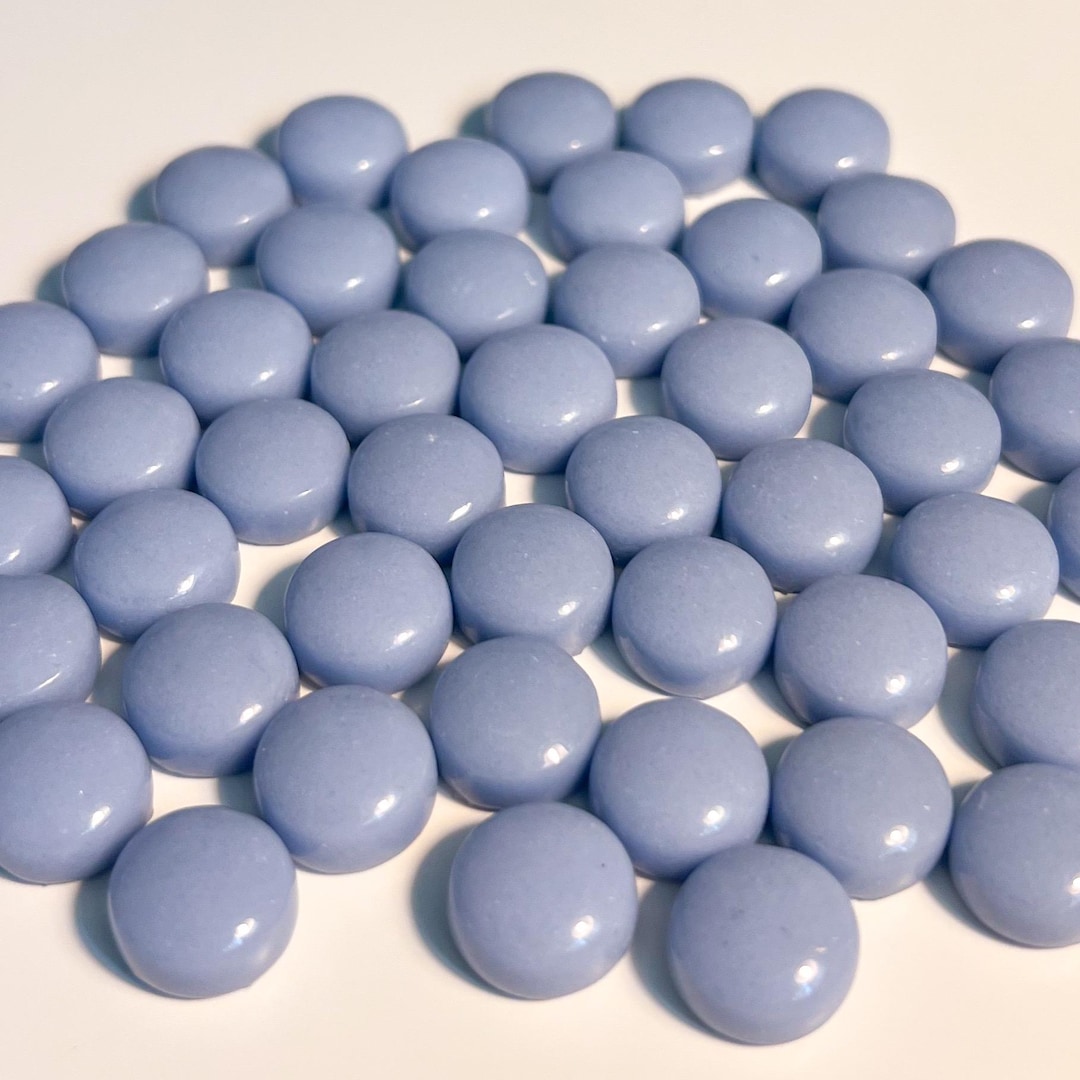 50 Pastel Periwinkle Blue Enamel Recycled Glass Mosaic Tile Dots, DIY ...