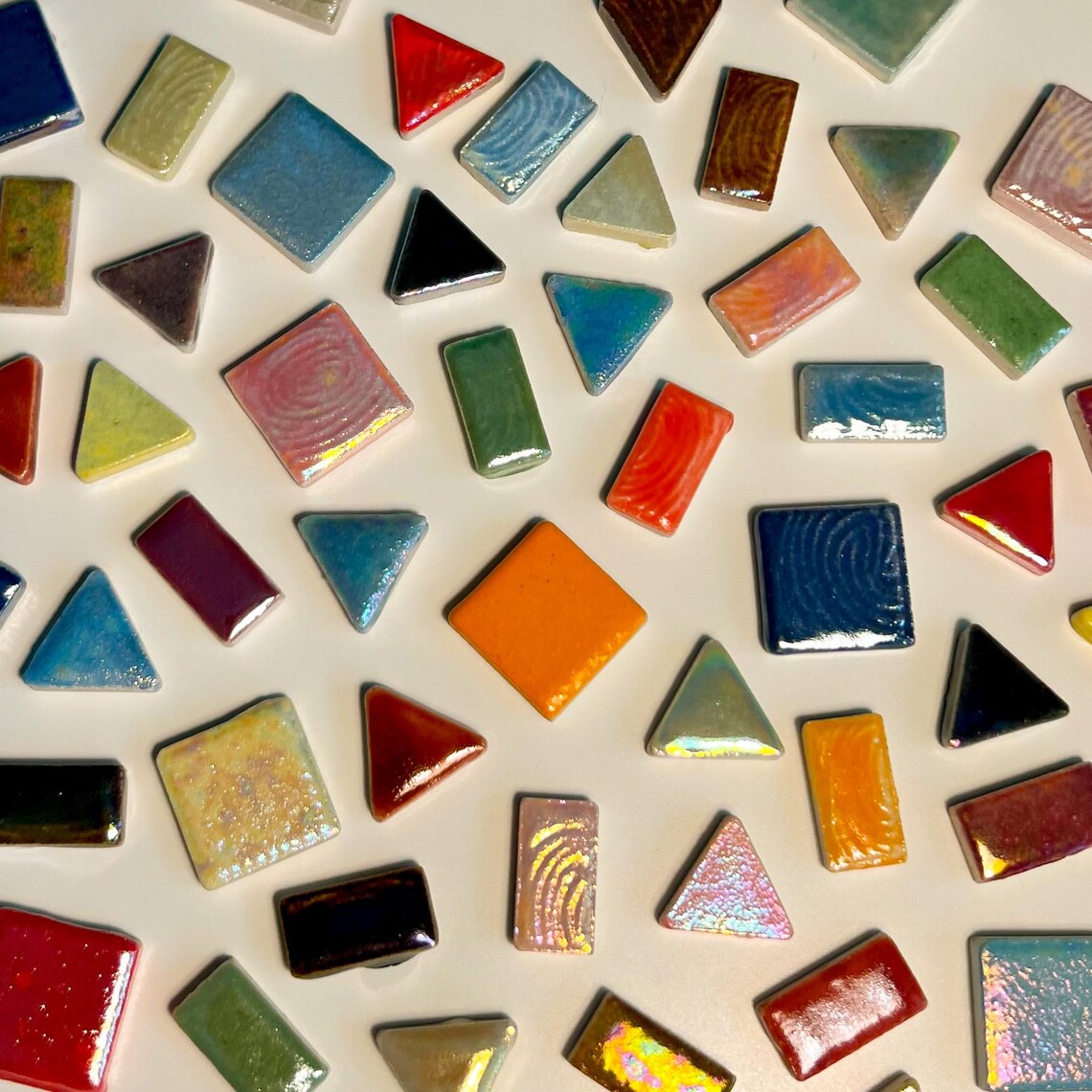 50g Iridescent Color Mix Ceramic Mosaic Tile, DIY Craft Art Supplies ...