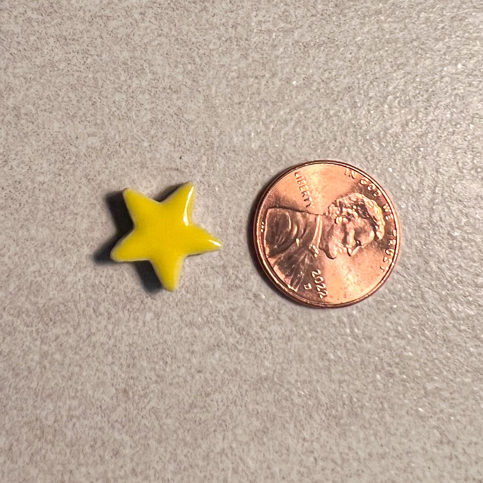 50 Lemon Yellow Star Ceramic Mosaic Tile, Bright Colorful DIY Craft Art ...