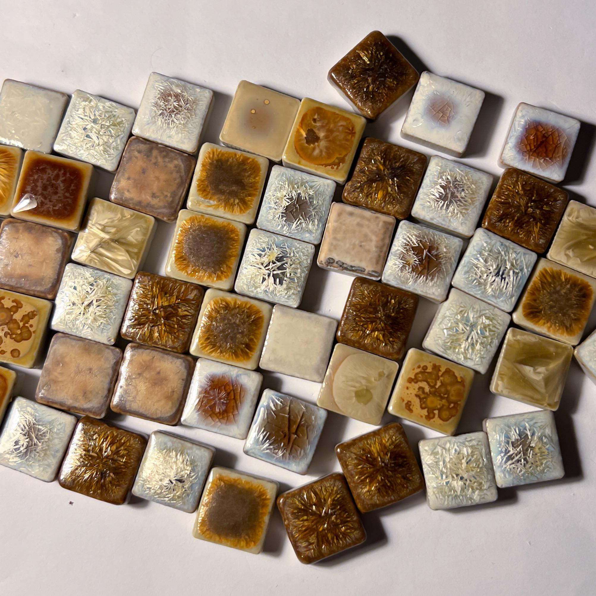 25 Gold Beige Brown Mix Glazed Ceramic Mosaic Tile, 1/2 Inch Square ...