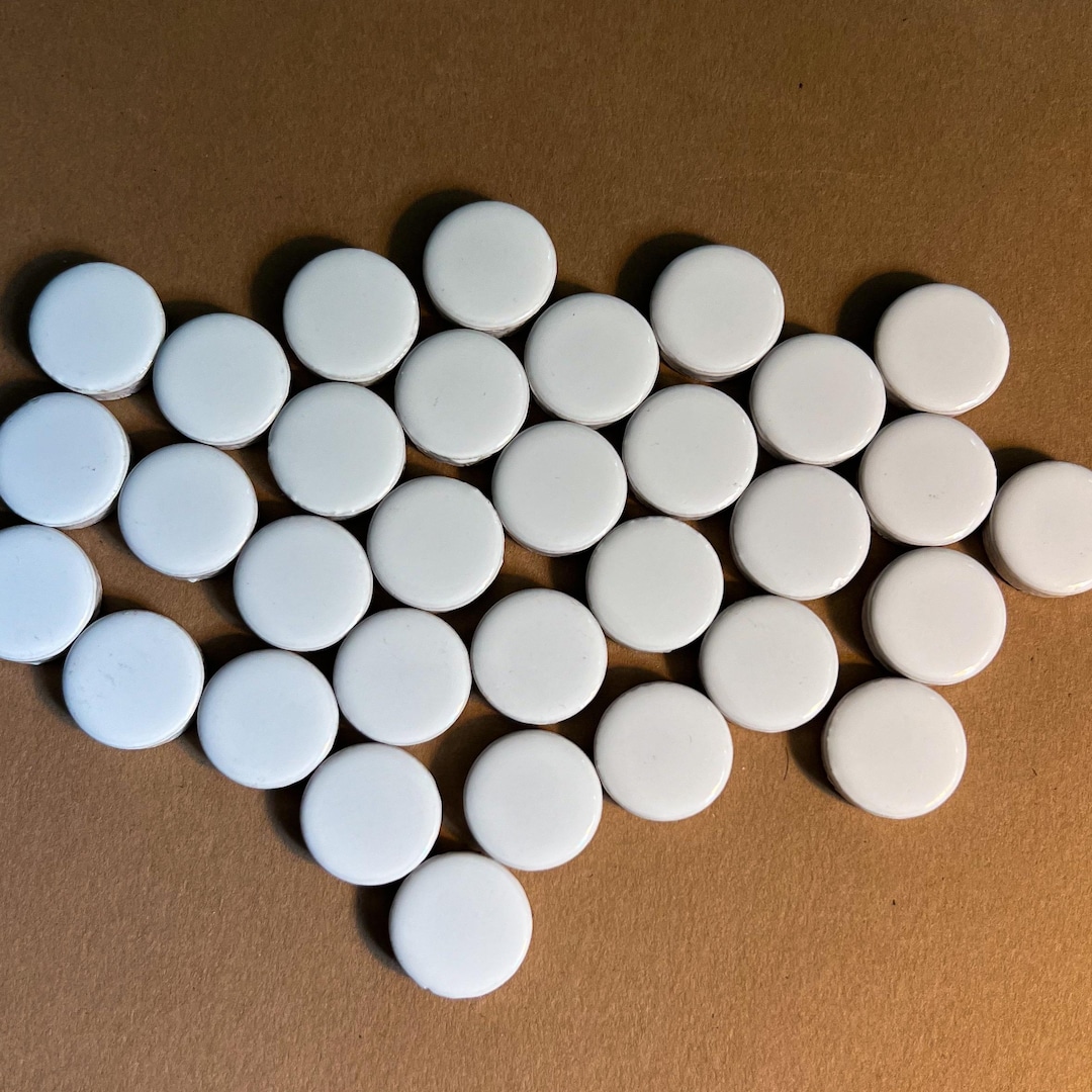 Bright White Cream Penny Round Glazed Ceramic Mosaic Tile, 75g, Small ...