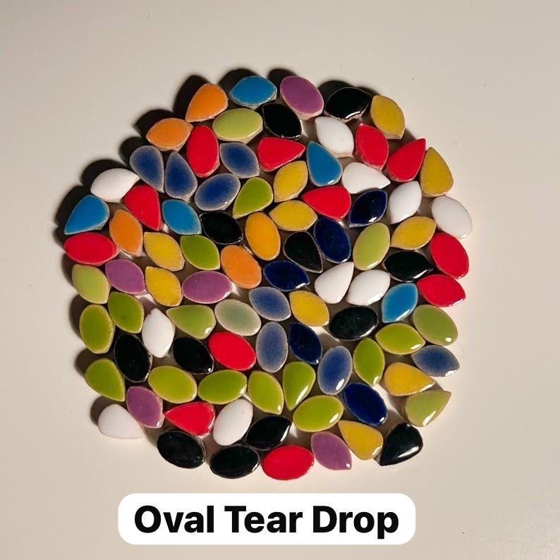 100 Mixed Color Mini Tear Drop Oval Petal Ceramic Mosaic Tile, Tiny ...