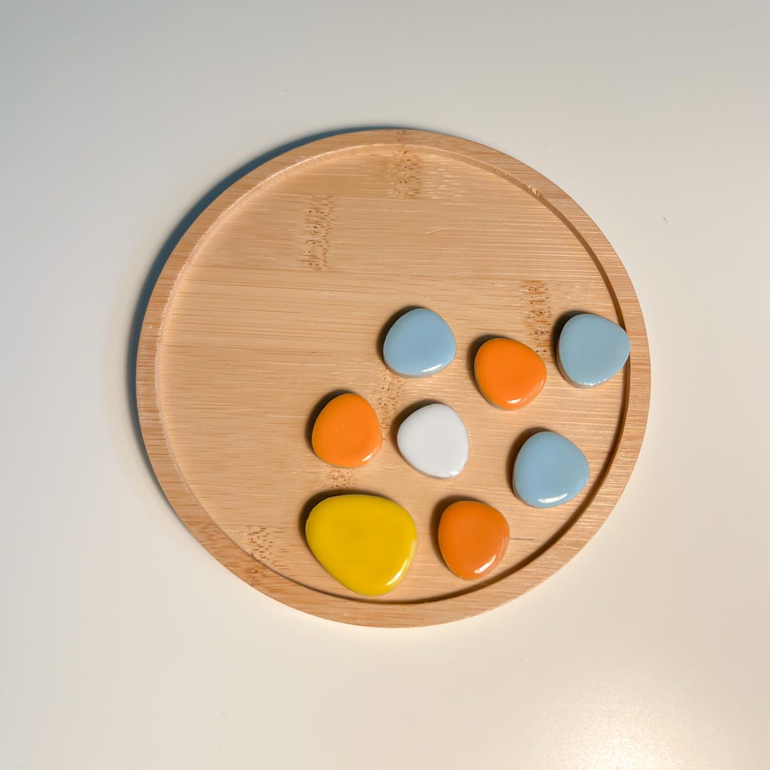 5 Inch Bamboo Mosaic Coaster Base, Natural Wood Round Circle Raised ...