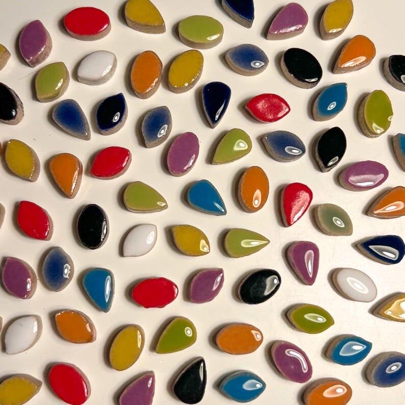 100 Mixed Color Mini Random Sharp Edge Ceramic Mosaic Tile, Tiny Bright ...