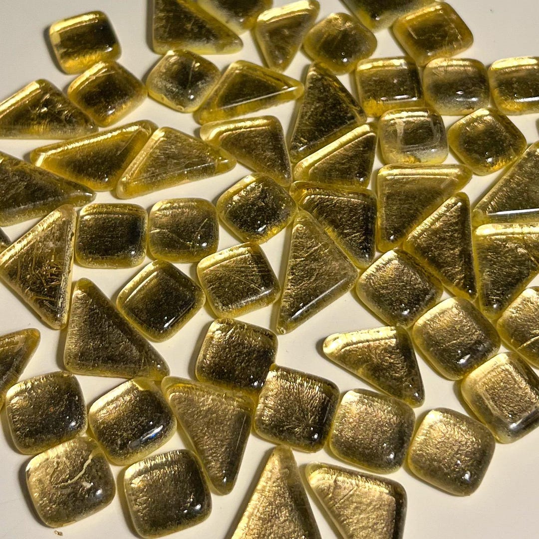Bright Gold Metallic Mosaic Tile, 50g, Foil Sparkle Crystal Glass, DIY ...