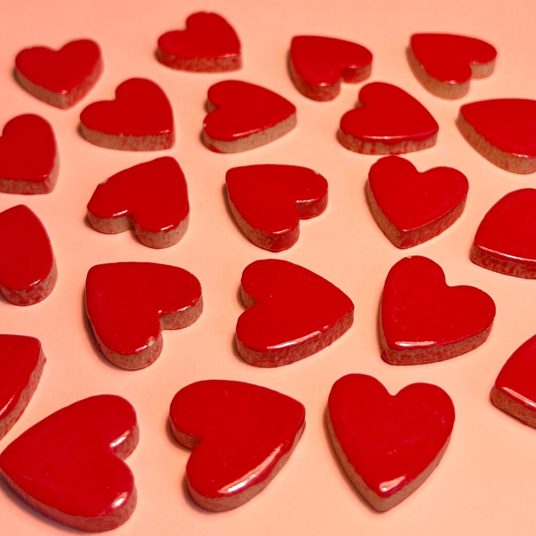 Crimson Cherry Red Heart Ceramic Mosaic Tile, 50g, Bright Colorful DIY ...