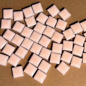 Pastel Blush Light Pink Square Glazed Ceramic Mosaic Tile, 50g, Small ...