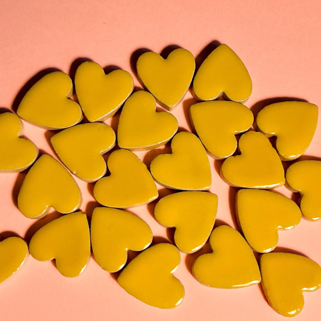 Lemon Yellow Heart Ceramic Mosaic Tile, 50g, Bright Colorful DIY Craft ...
