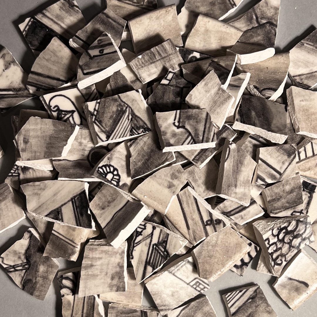 100 Hand Cut Black & White Clay Dish, Mosaic Tile, DIY Craft Art ...