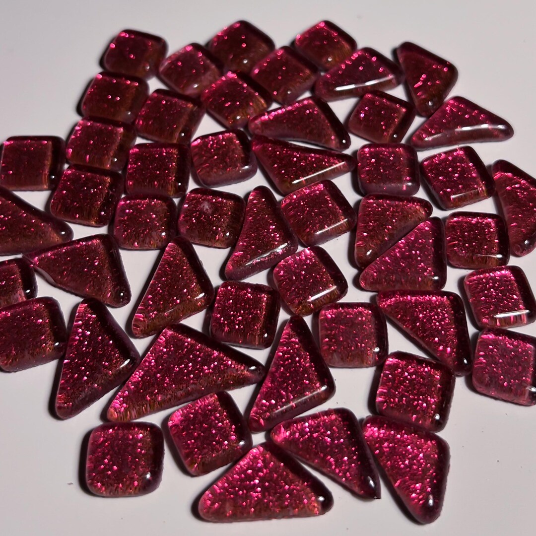 Maroon Burgundy Red Mosaic Tile 100g, Glitter Crystal Glass, DIY Craft ...