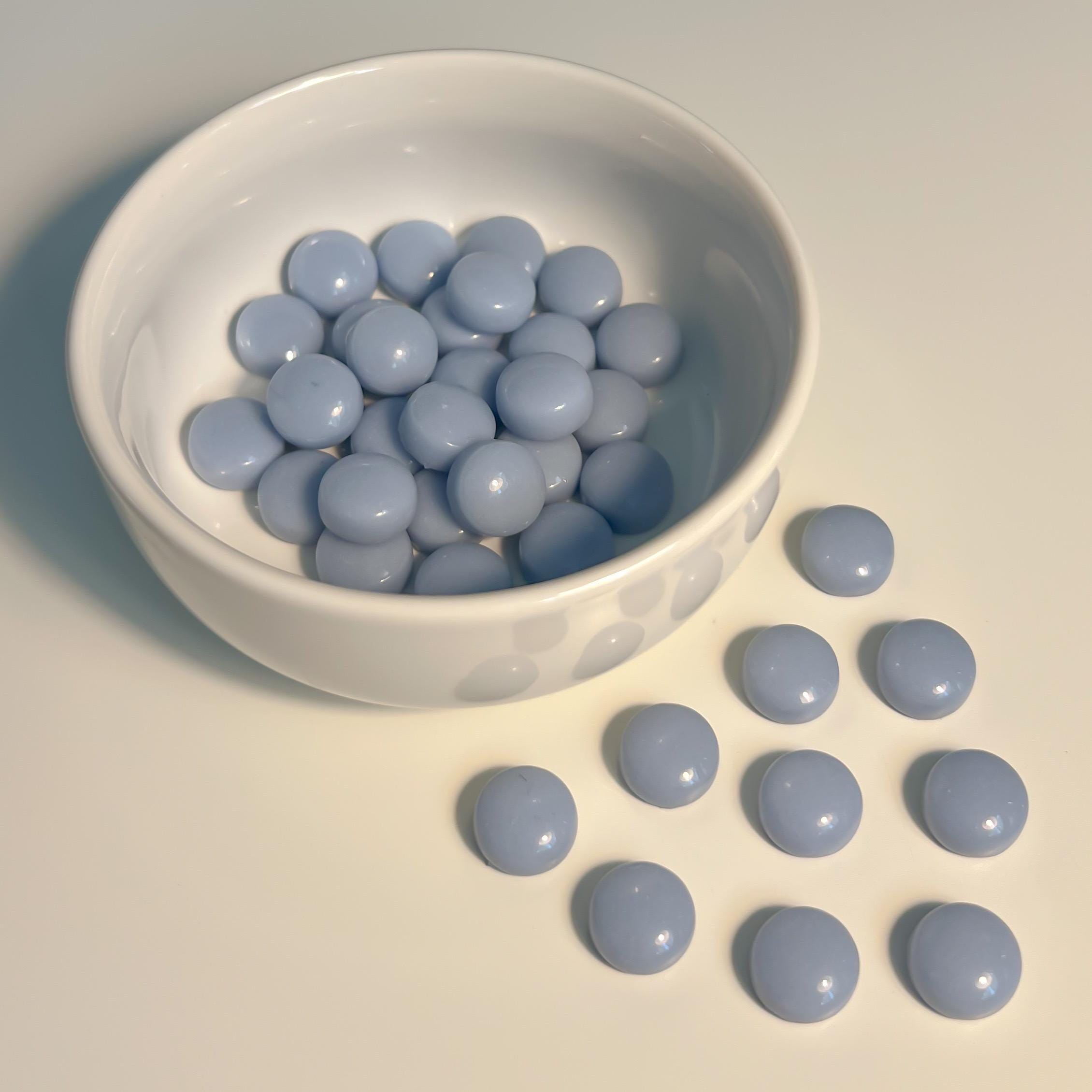 50 Pastel Periwinkle Blue Enamel Recycled Glass Mosaic Tile Dots, DIY ...