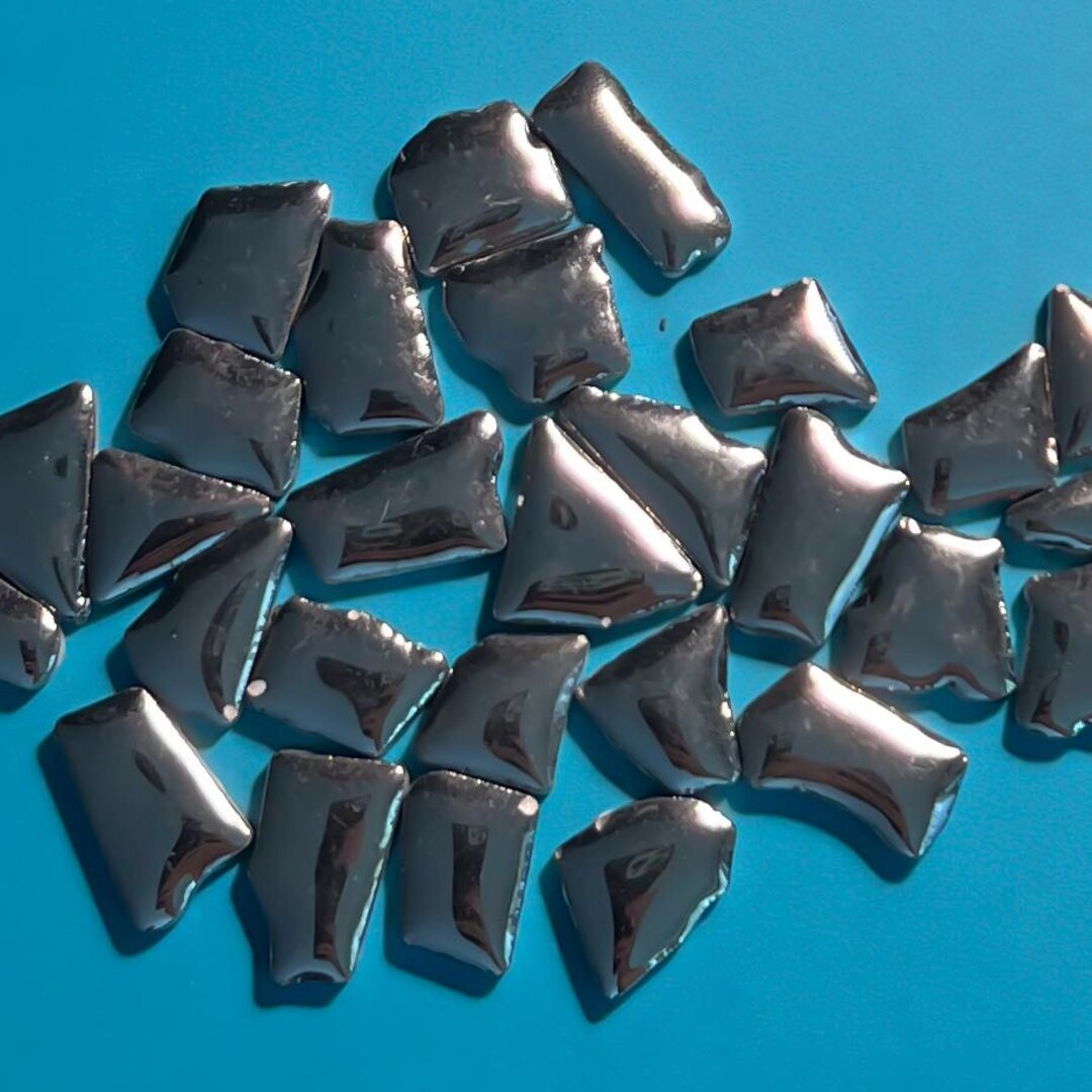 Silver Metallic Ceramic Mosaic Tile, 100g, DIY Craft Art Supplies ...