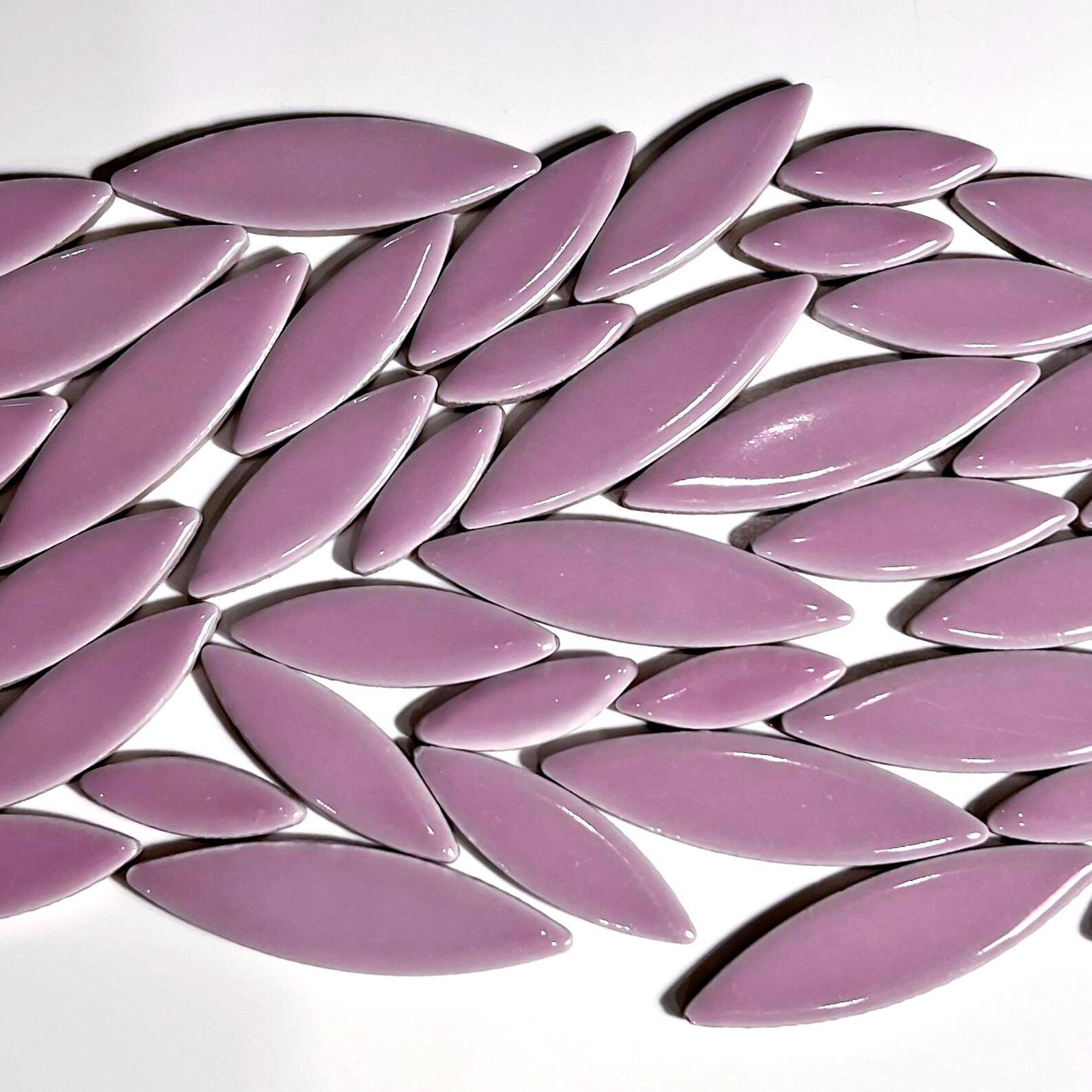 Pastel Lavender Purple Leaf Glazed Ceramic Mosaic Tile, 50g, DIY Craft ...