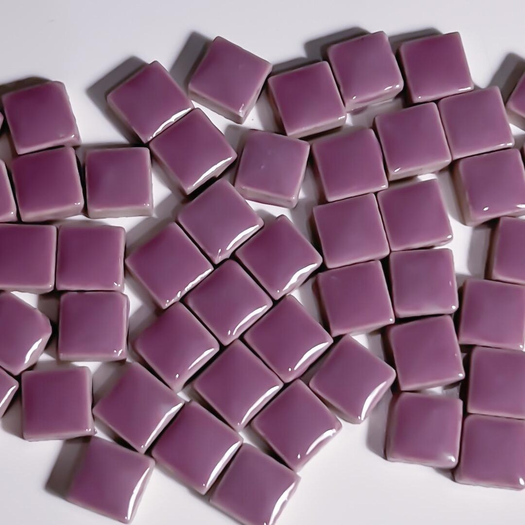 Bright Lilac Purple Square Glazed Ceramic Mosaic Tile, 50g, Small DIY ...
