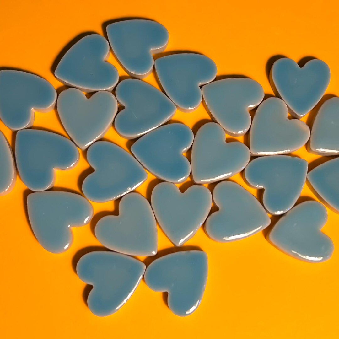 Baby Blue Heart Ceramic Mosaic Tile, 50g, Bright Colorful DIY Craft Art ...