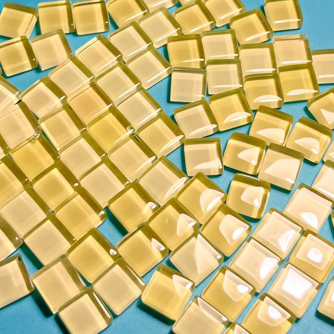 Bright Yellow & Butter Ivory Mix Glossy Glass Mosaic Tile, 50g, Tiny ...