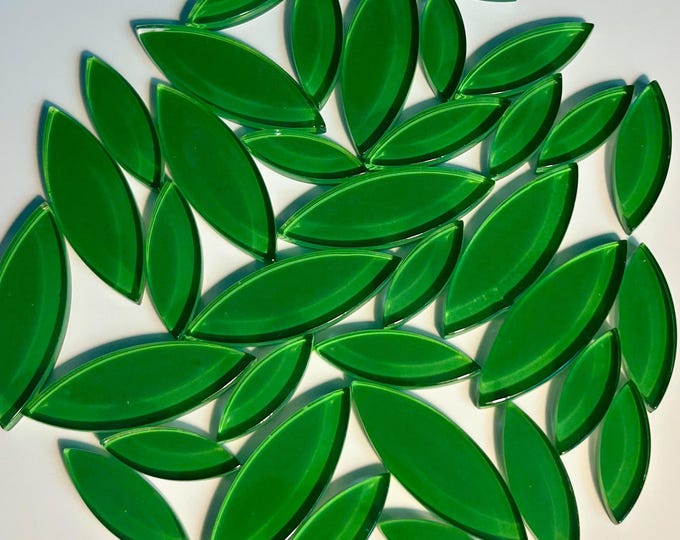 Bright Kelly Green Leaf Petal Gloss Crystal Glass Mosaic Tile, 50g ...