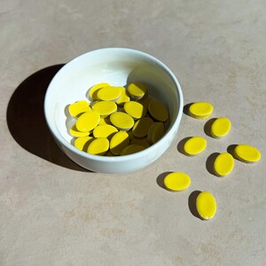 Bright Lemon Yellow Oval Glazed Ceramic Mosaic Tile, 50g, Small DIY ...