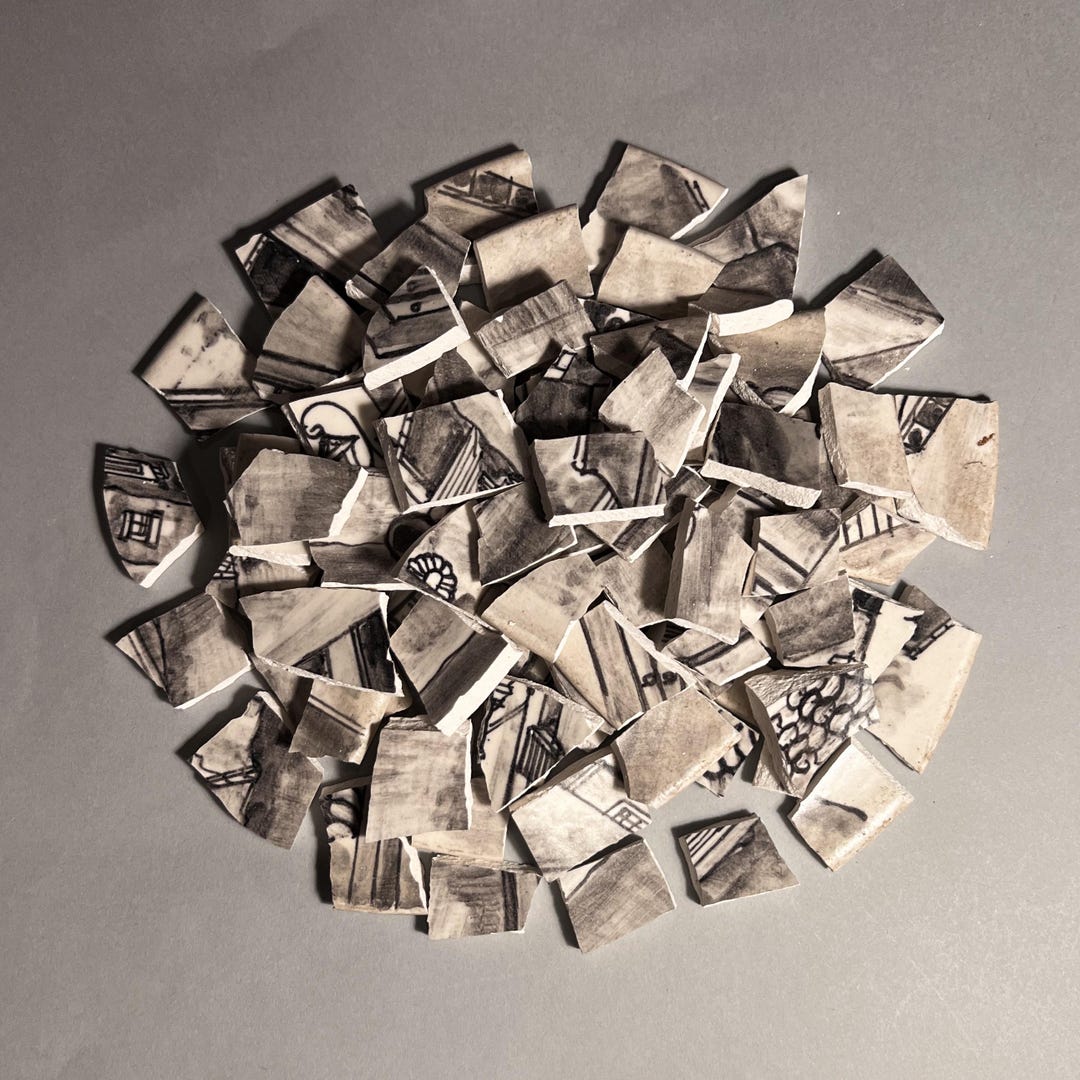 3/4 LB Hand Cut Black & White Clay Dish, Mosaic Tile, DIY Craft Art ...