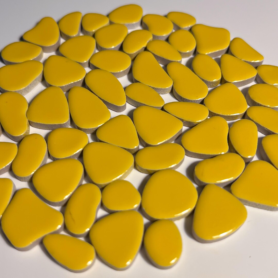 Lemon Canary Yellow Pebble Irregular Ceramic Mosaic Tiles, 50g, DIY ...