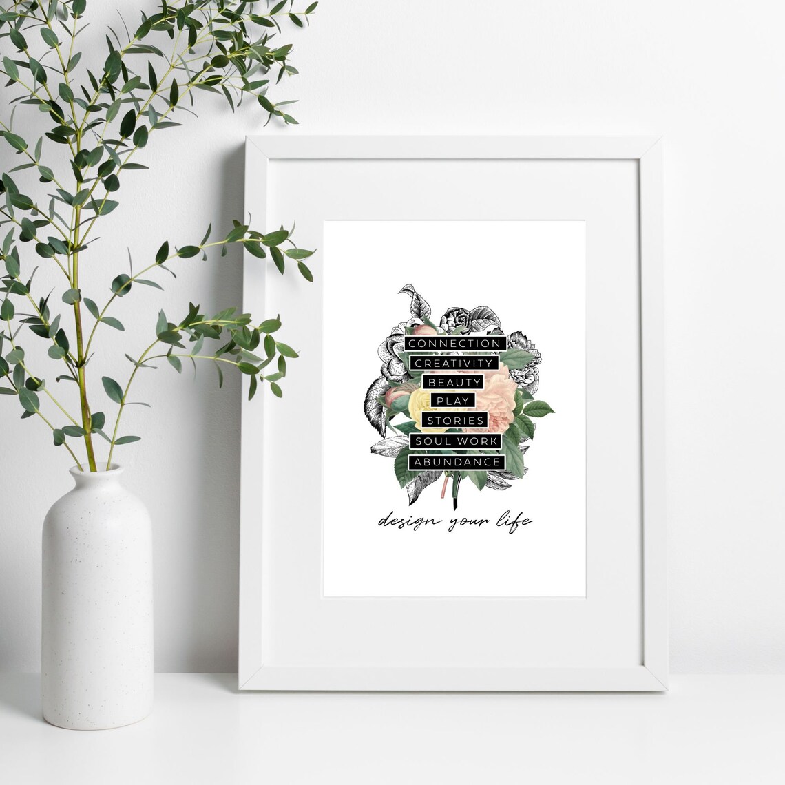 Motivational Quotes Floral Affirmation Poster | Digital Print Bundle ...