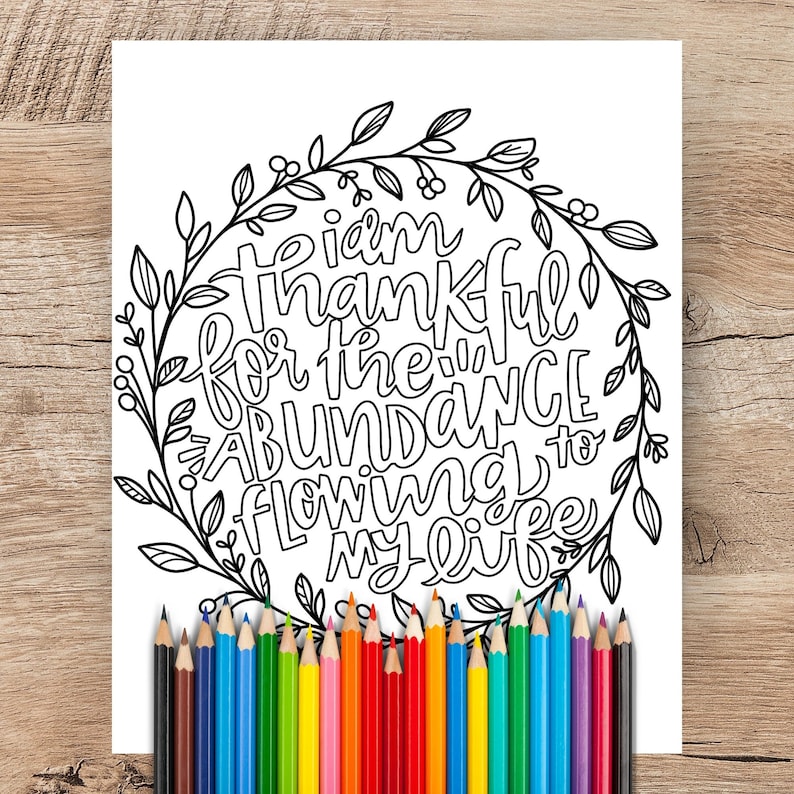 Gratitude Mandala Coloring Pages | Printable Adult Coloring - Etsy
