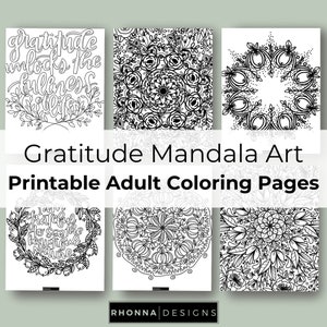 Gratitude Mandala Coloring Pages | Printable Adult Coloring - Etsy
