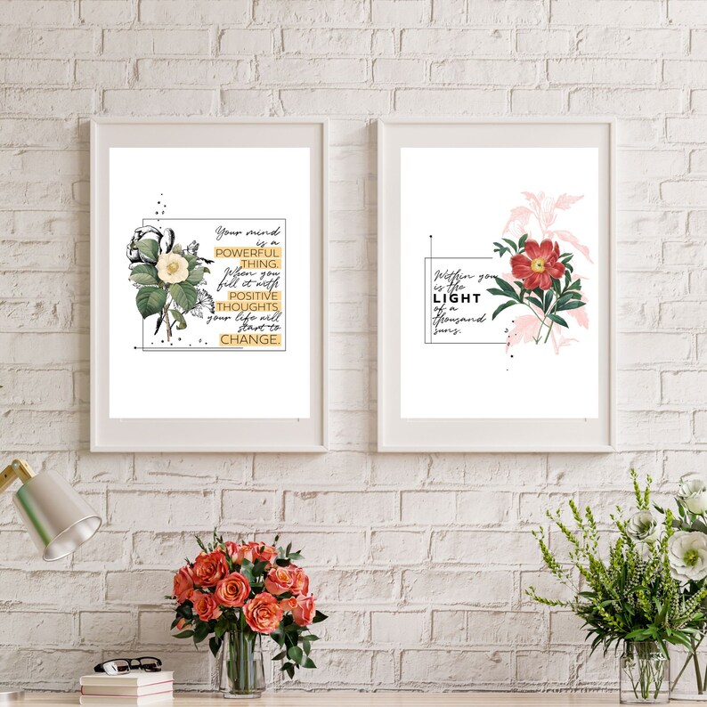 Motivational Quotes Floral Digital Print Bundle - Etsy