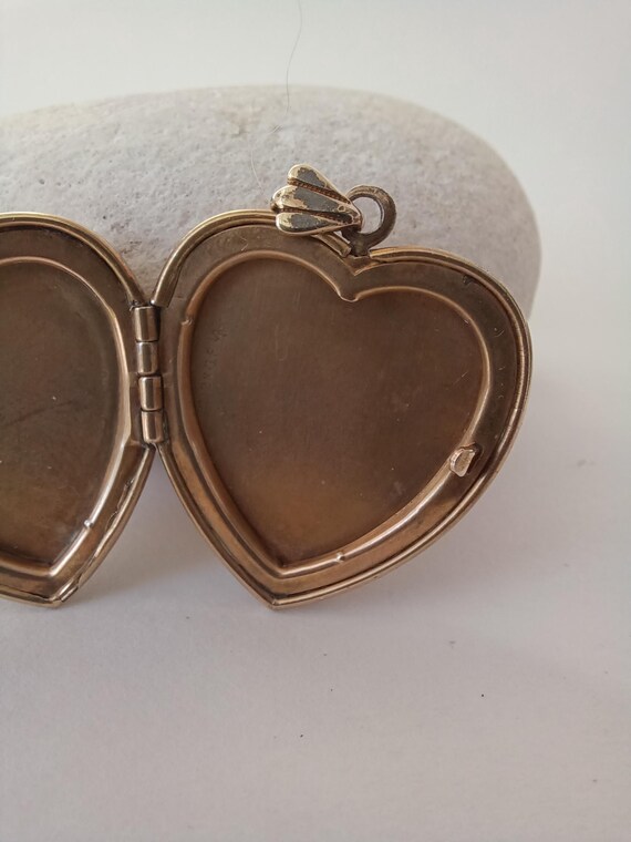Antique Victorian Heart Locket - engraved sun and flo… - Gem