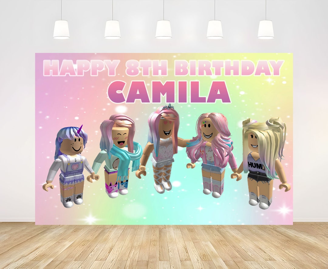 Roblox Girl Birthday Backdrop, Roblox Girl Party Decor, Roblox Girl ...