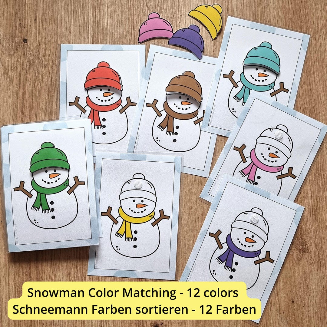 Snowman Color Matching – Winter Learning Game for Kids – Task Cards - Etsy